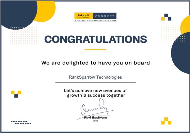 Partner Certificate - RankSparrow Technologies
